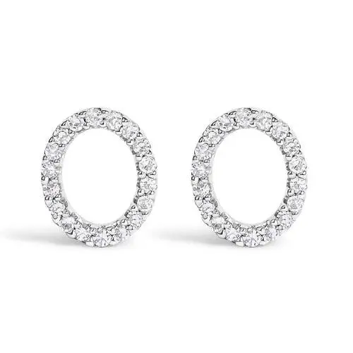 HAUS OF BRILLIANCE 10k Gold 1/10 Cttw Diamond Initial Stud Earring - White Gold | O